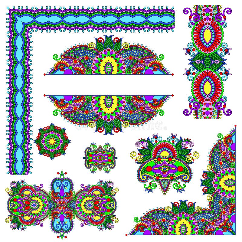 Set of Paisley Floral Design Elements for Page Stock Vector ...