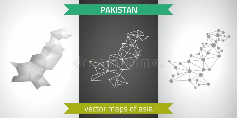 Pakistan Collection of Vector Design Modern Maps, Gray and Black and ...