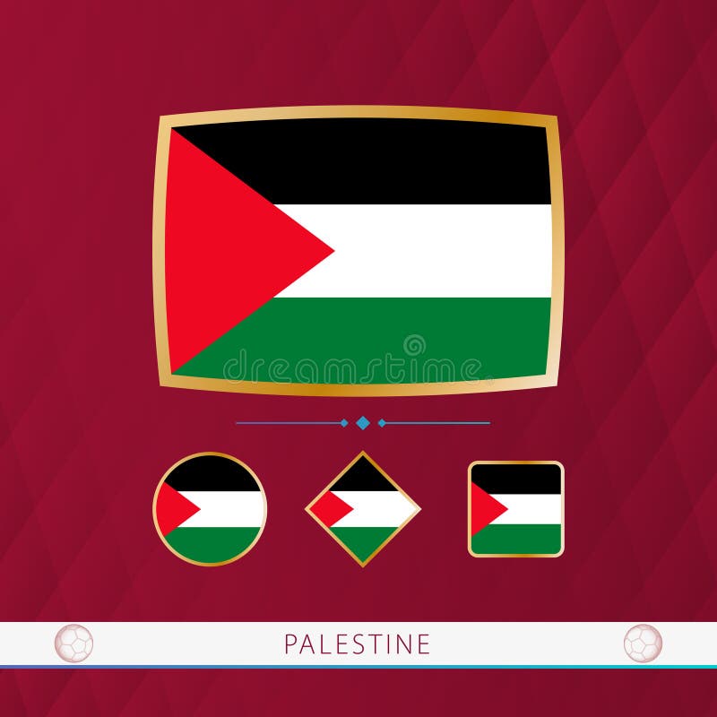 Set of Palestine Flags with Gold Frame for Use at Sporting Events on a ...