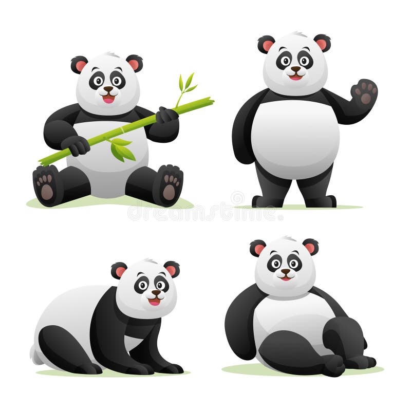 Set of Panda in Various Poses Stock Vector - Illustration of collection ...