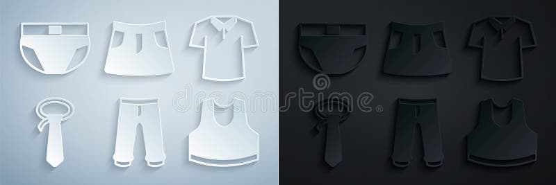 Set Pants, Shirt, Tie, Undershirt, Skirt and Men Underpants Icon ...