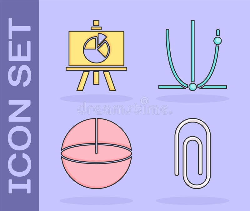 Set Paper Clip, Chalkboard with Diagram, Geometric Figure Sphere and ...