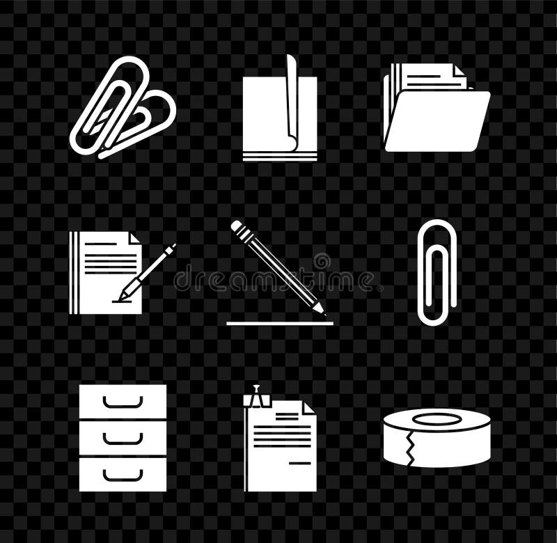 Set Paper Clip, File Document, Document Folder, Drawer with Documents ...