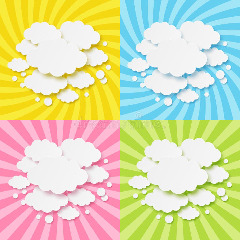 Paper Clouds on Blue Sky Background for Your Design Stock Vector ...