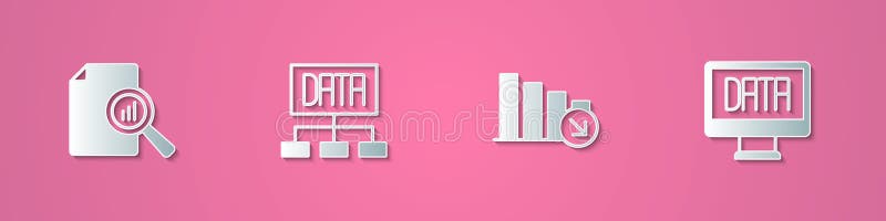 Set Paper Cut Document with Graph Chart, Data Analysis, Financial ...