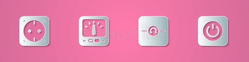 Set Paper Cut Electrical Outlet, Ampere Meter, Multimeter, Ohmmeter and ...