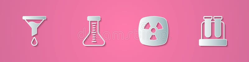 Set Paper Cut Funnel or Filter, Test Tube, Radioactive and Icon. Paper ... Set Paper Cut Funnel or Filter, Test Tube, Radioactive and Icon. Paper ...
