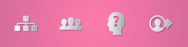 Set Paper Cut Hierarchy Organogram Chart, Users Group, Head with ...