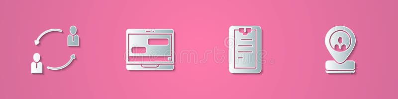 Set Paper Cut Human Resources, Chat Messages on Laptop, Clipboard with ... Set Paper Cut Human Resources, Chat Messages on Laptop, Clipboard with ...