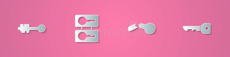 Set Paper Cut Old Key, Casting Keys, Broken and Key Icon. Paper Art ...