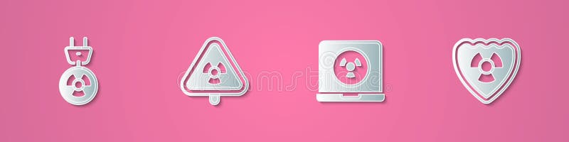 Set Paper Cut Radiation Electrical Plug, Triangle with Radiation ...