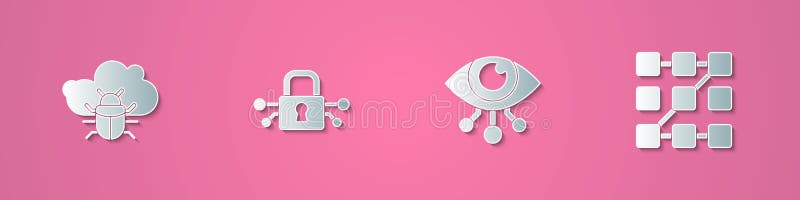 Set Paper Cut System Bug on a Cloud, Cyber Security, Eye Scan and ... Set Paper Cut System Bug on a Cloud, Cyber Security, Eye Scan and ...
