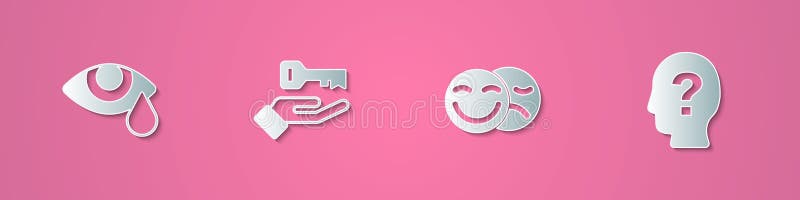 Set Paper Cut Tear Cry Eye, Solution To the Problem, Comedy and Tragedy ...