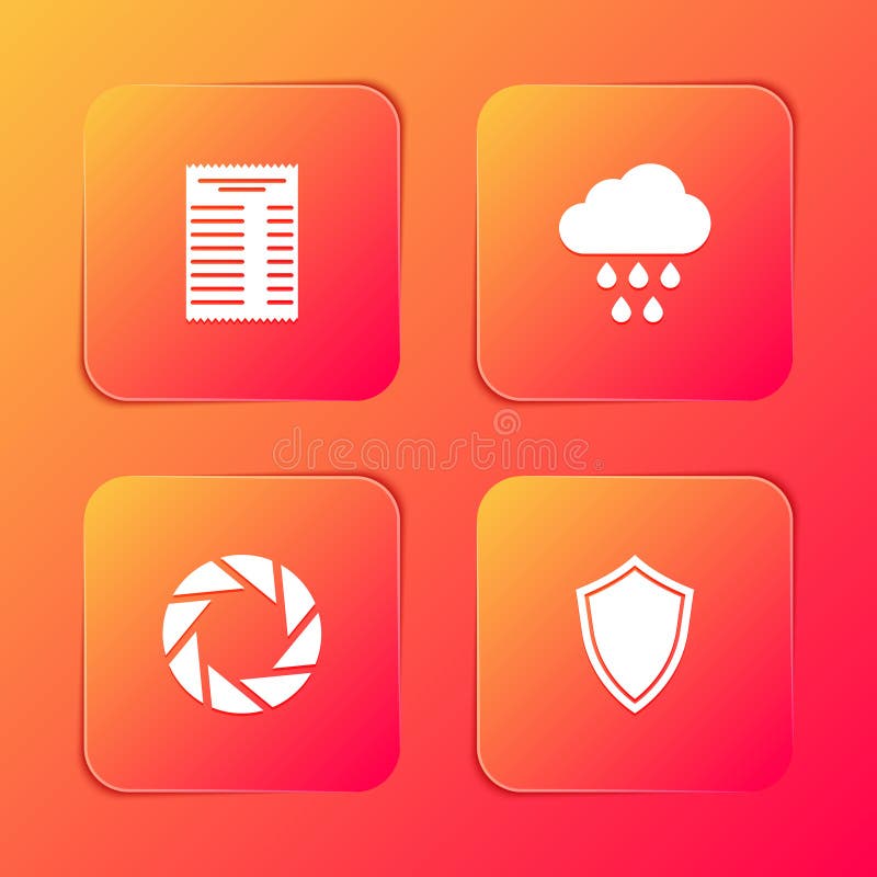 Set Paper or Financial Check, Cloud with Rain, Camera Shutter and ...