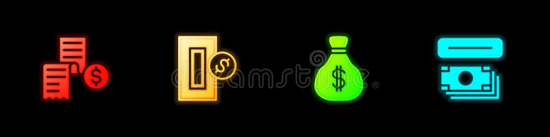 Set Paper or Financial Check, Inserting Coin, Money Bag and ATM and ...