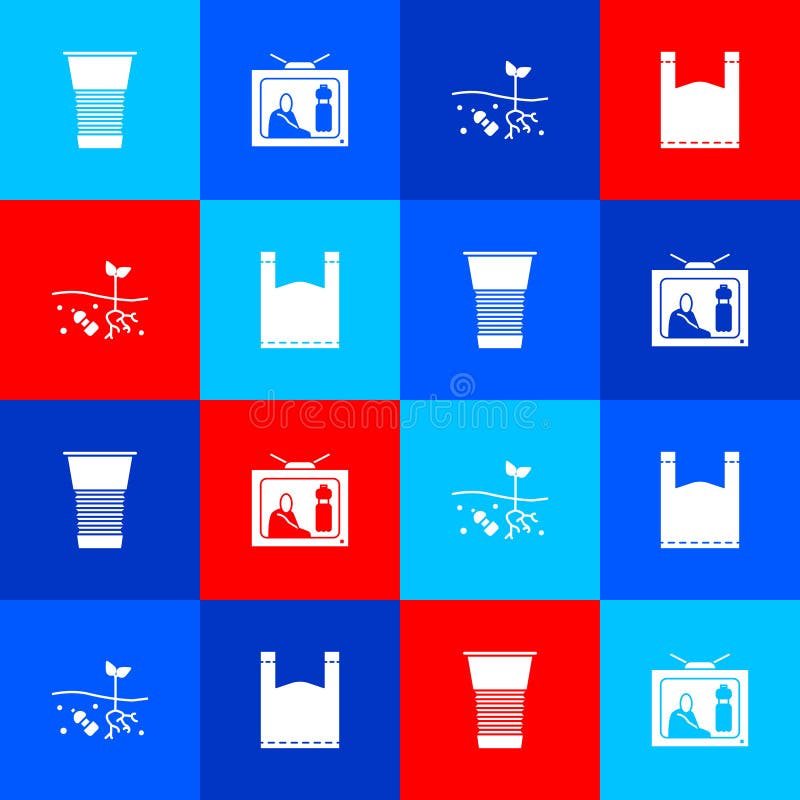 Set Paper Glass, Stop Plastic Pollution, Problem of Planet and Plastic ...