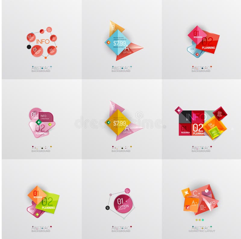 Set of Paper Graphic Layouts Stock Vector - Illustration of abstract ...