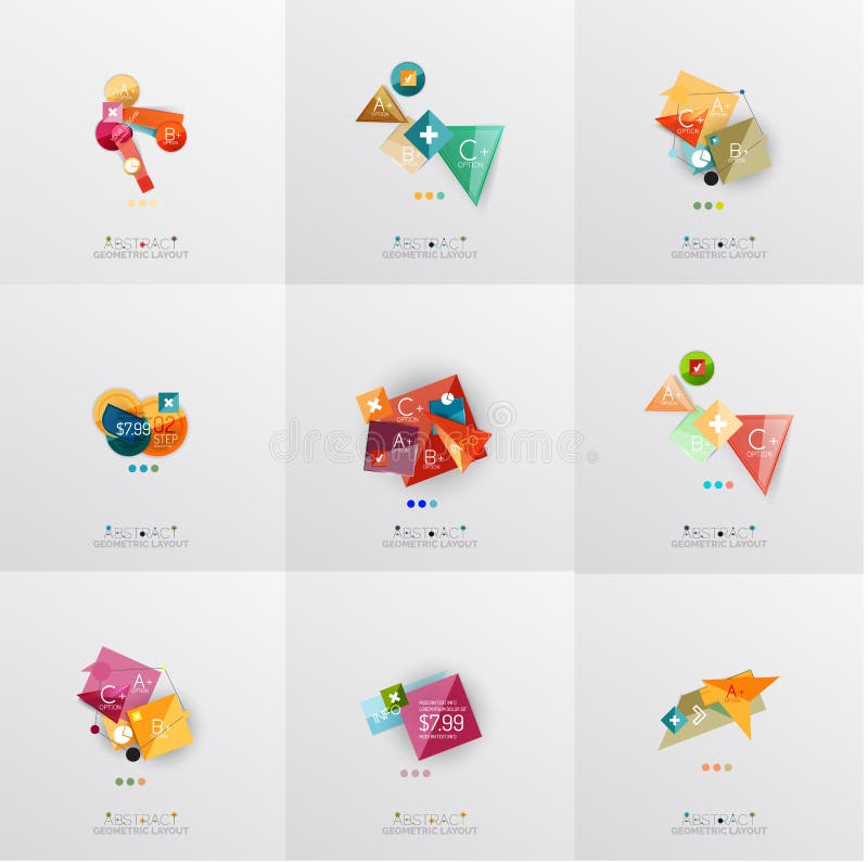 Set of Paper Graphic Layouts Stock Vector - Illustration of arrow ...