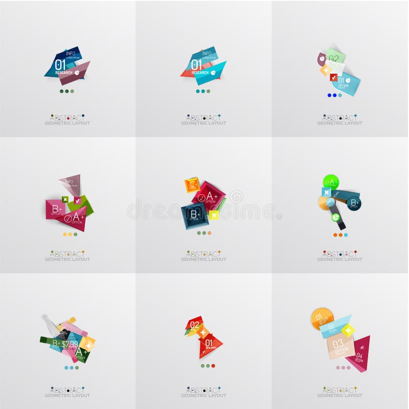 Set of Paper Graphic Layouts Stock Vector - Illustration of creative ...