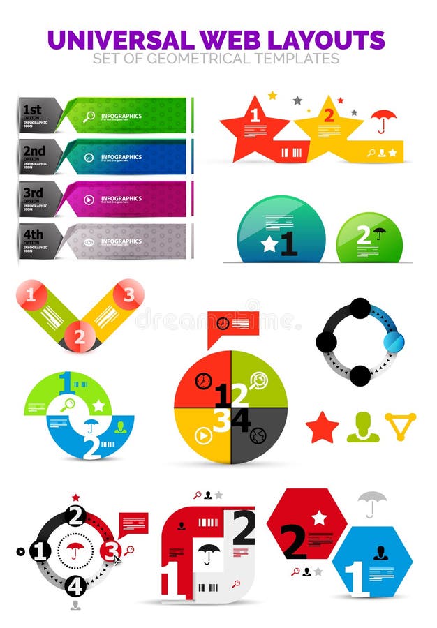 Set of Paper Graphics - Infographic or Web Box Stock Illustration ...