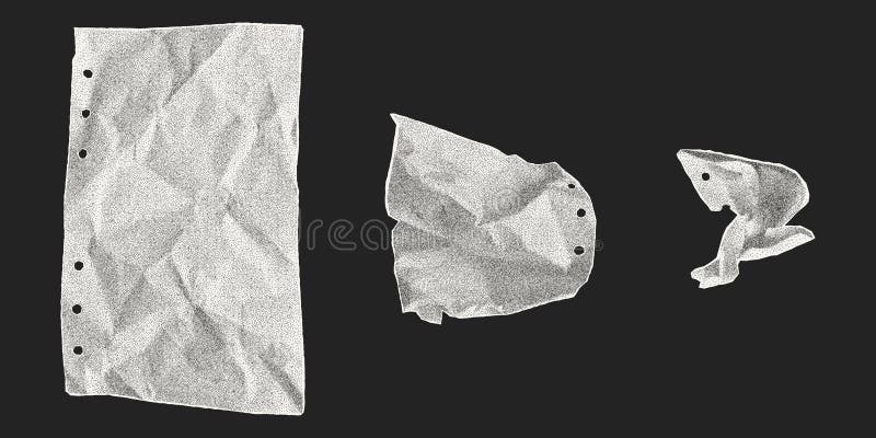 Set of Paper Lumps of Varying Degrees of Crumpling. Gritty Dusty Dotted ...