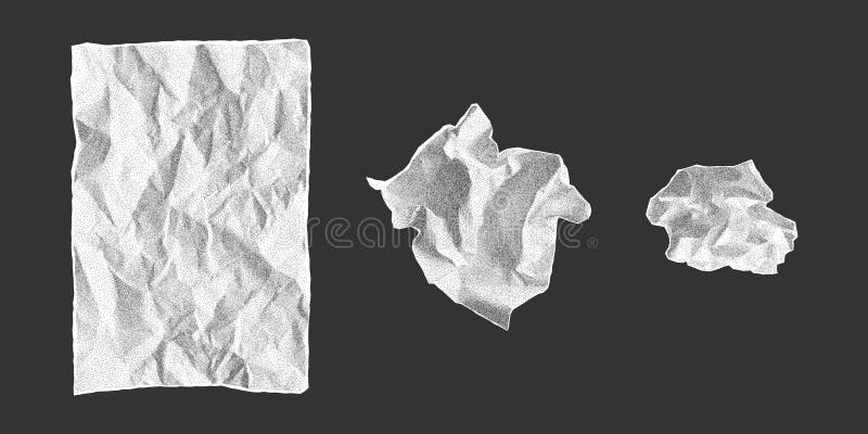 Set of Paper Lumps of Varying Degrees of Crumpling. Gritty Dusty Dotted ...