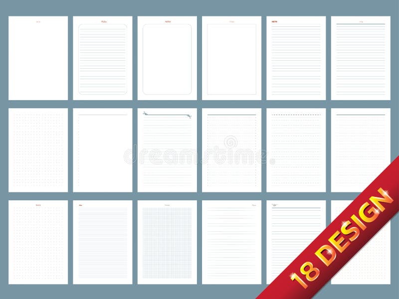 Set of Paper Note Template for Notebook and Notice Memo 18 Design in ...