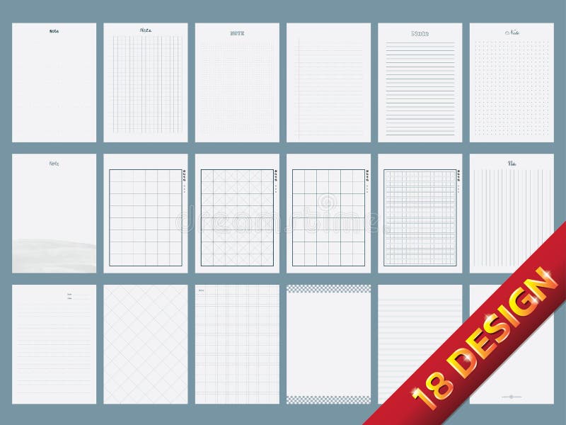 Set of Paper Note Template for Notebook and Notice Memo 18 Design in ...