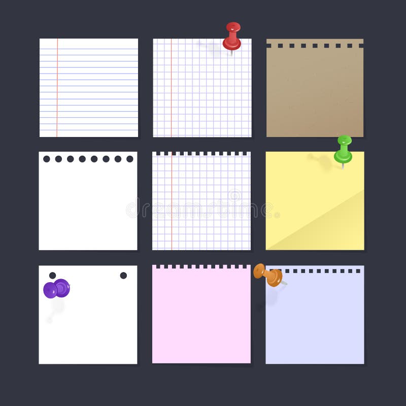 Set of Paper for Notes. Collection of Square Sheets of Reminder Paper ...