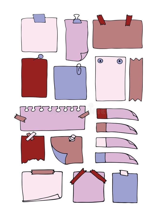 Set of Paper Notes, Stickers, Sticky Sheets, Torn Leaves. Notepads and ...