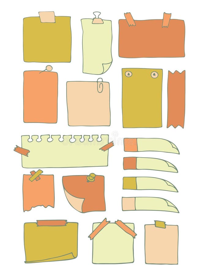Set of Paper Notes, Stickers, Sticky Sheets, Torn Leaves. Notepads and ...