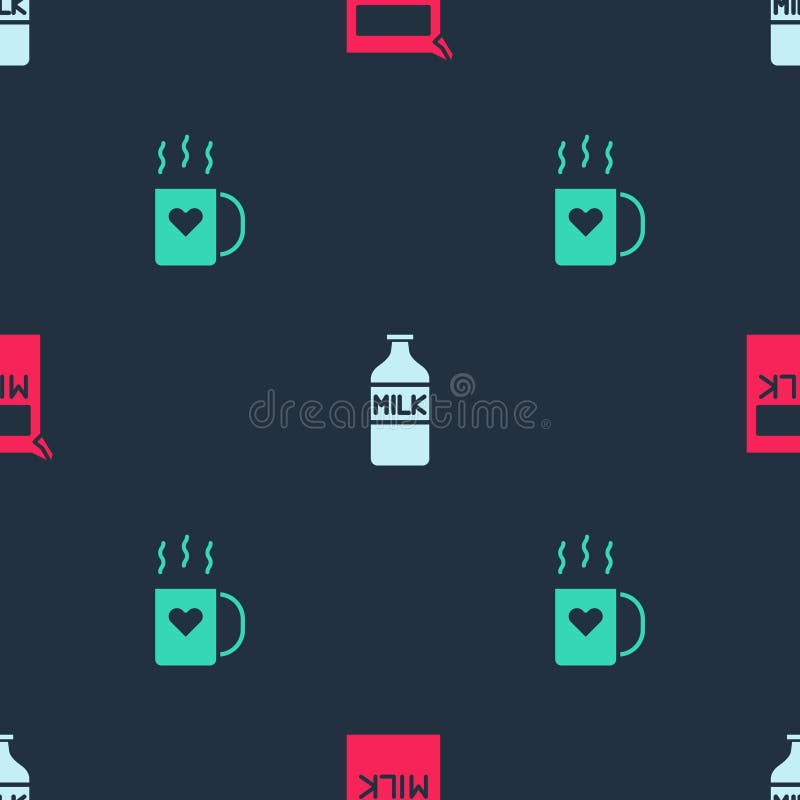 Set Paper Package for Milk, Bottle with and Coffee Cup and Heart on ...