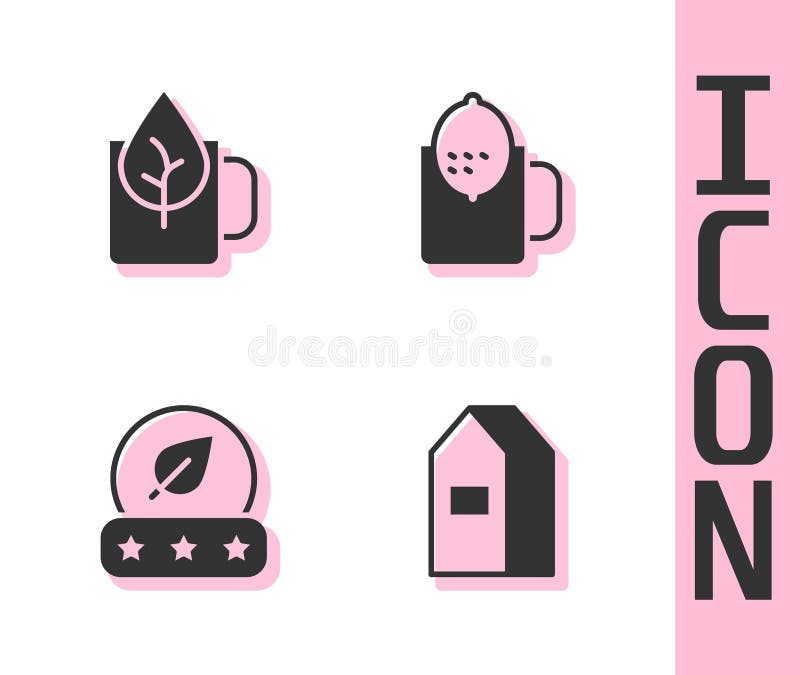 Set Paper Package for Milk, Cup of Tea with Leaf, Tea and Lemon Icon ...