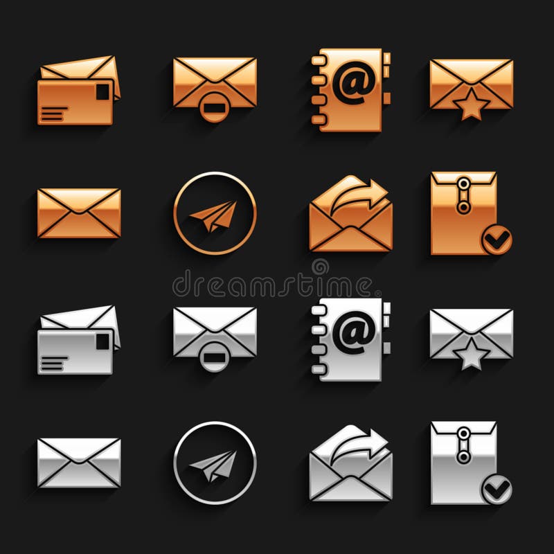 Set Paper Plane, Envelope with Star, and Check Mark, Outgoing Mail ...