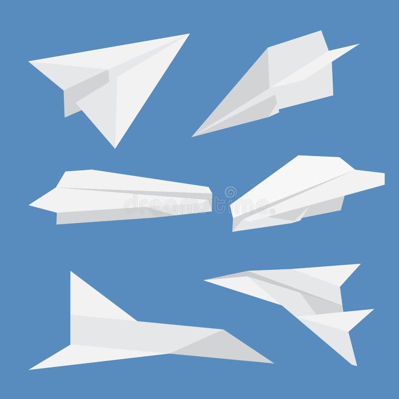 Set of Paper Planes Airplane Isolated. Vector Illustration. Stock ...