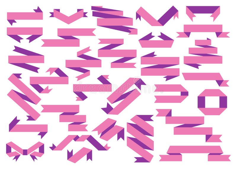 Set of Paper Ribbons. Flat Style Design Stock Vector - Illustration of ...