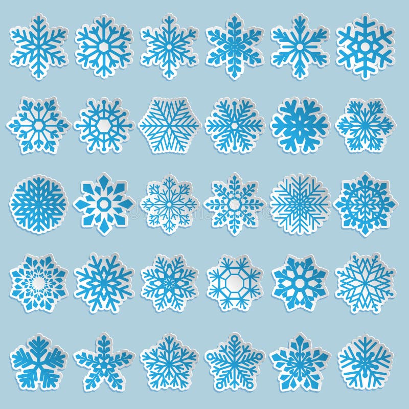 Set of paper snowflakes stock illustration. Illustration of paper ...