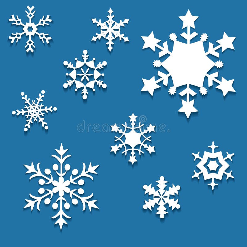 Set of paper snowflakes stock vector. Illustration of frozen - 34056257