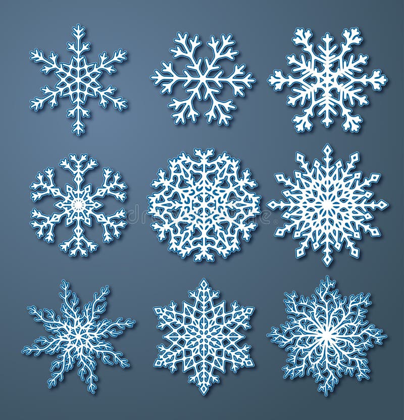 Set of paper snowflakes stock vector. Illustration of template - 36626257