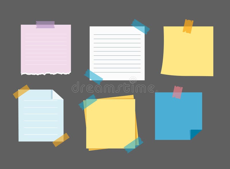 Set of Paper Sticky Note Vector Illustration Stock Vector ...