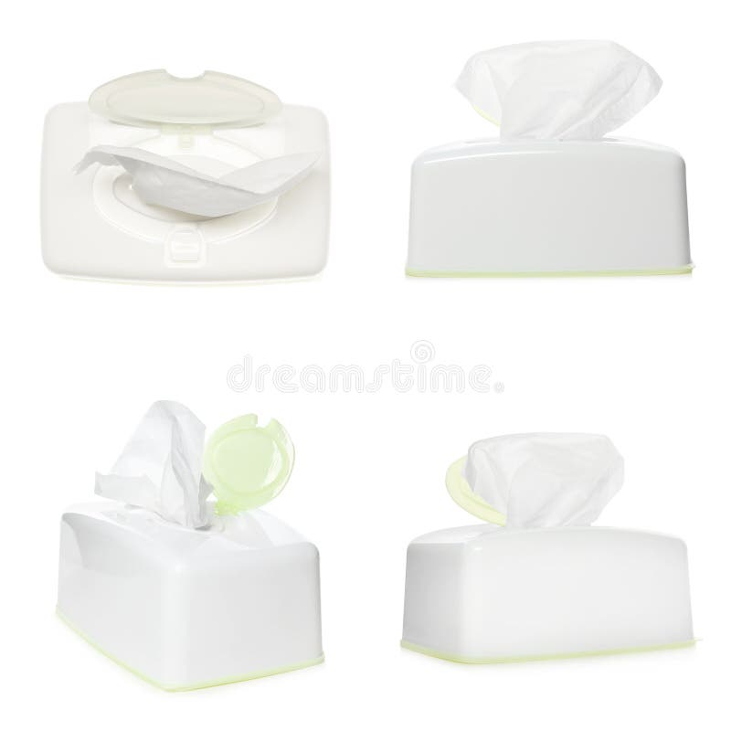 Set With Paper Tissues On White Background Stock Image - Image of ...