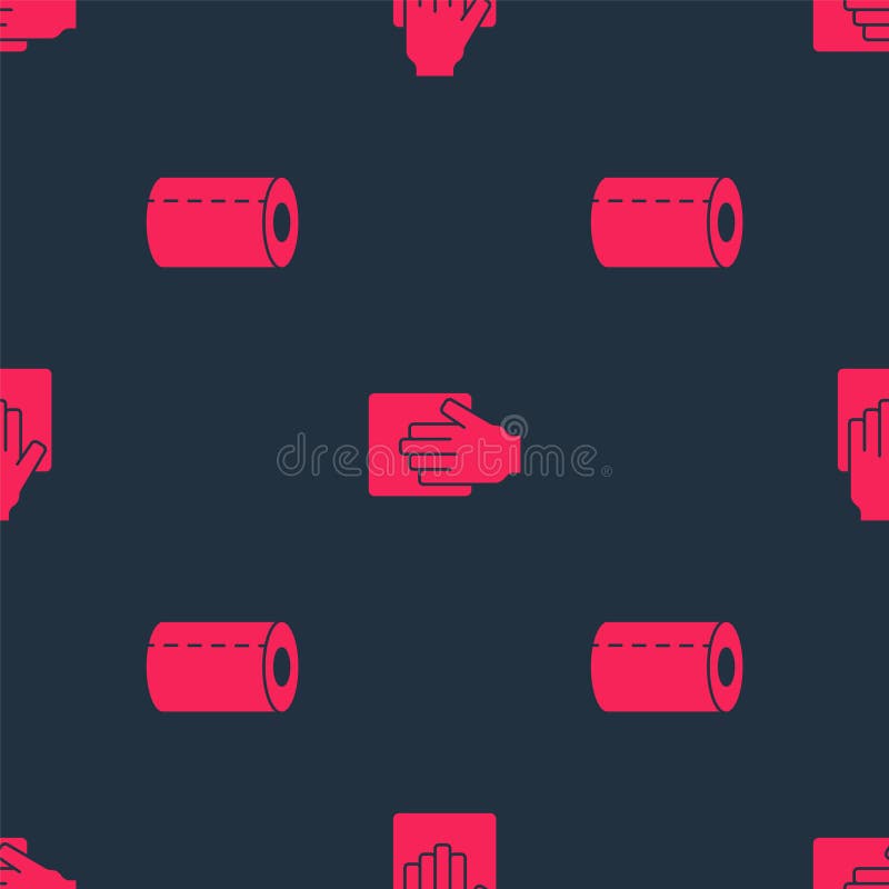 Set Paper Towel Roll and Cleaning Service on Seamless Pattern. Vector ...