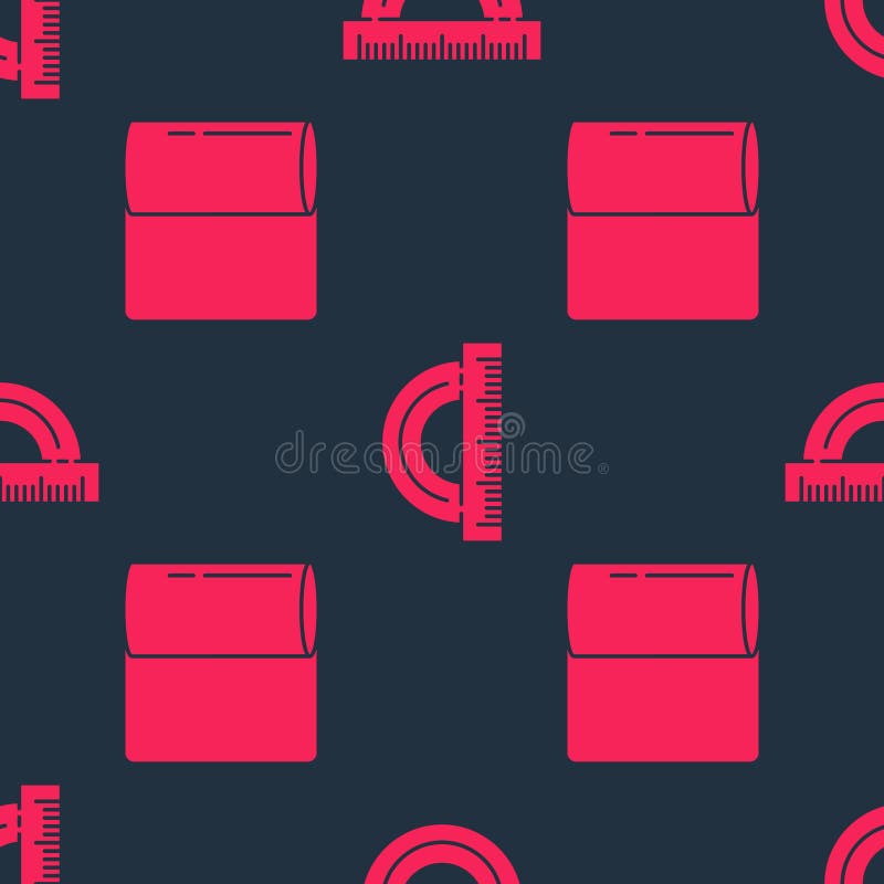 Set Paper Towel Roll and Protractor on Seamless Pattern. Vector Stock ...