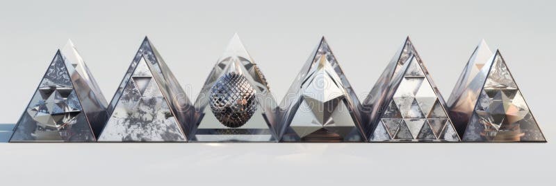 A Set of Paperweights Resembling Flattened Pyramids with a Different ...