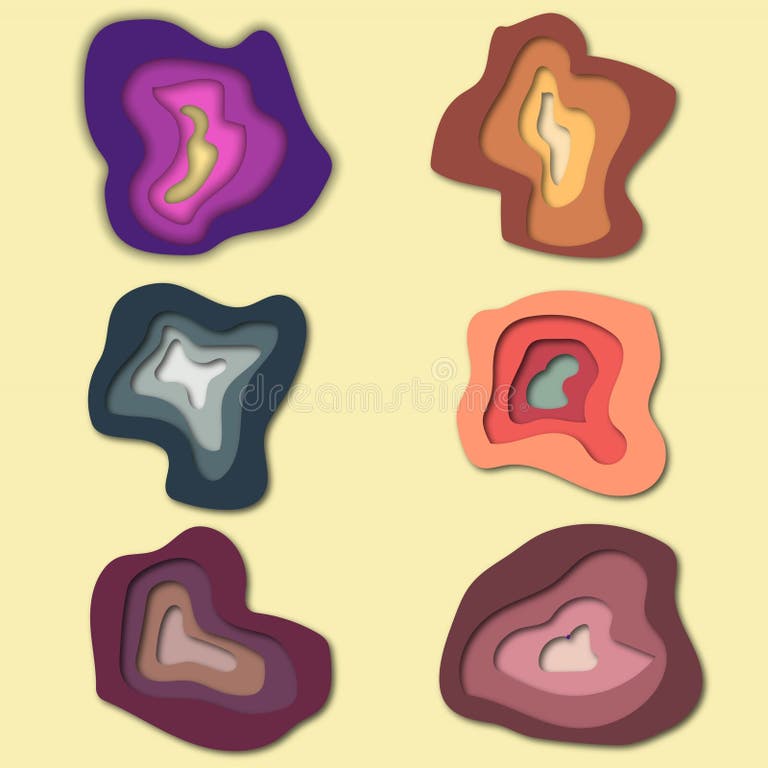 Set of Papper Cut Effect Elements Stock Vector - Illustration of purple ...