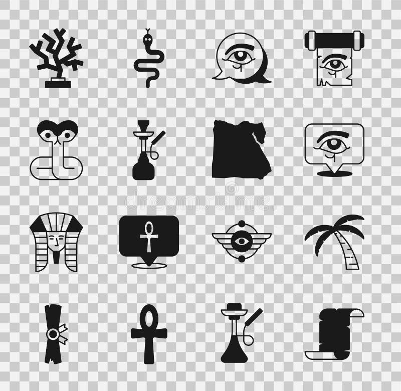 Set Papyrus Scroll, Tropical Palm Tree, Eye of Horus, Hookah, Snake ...