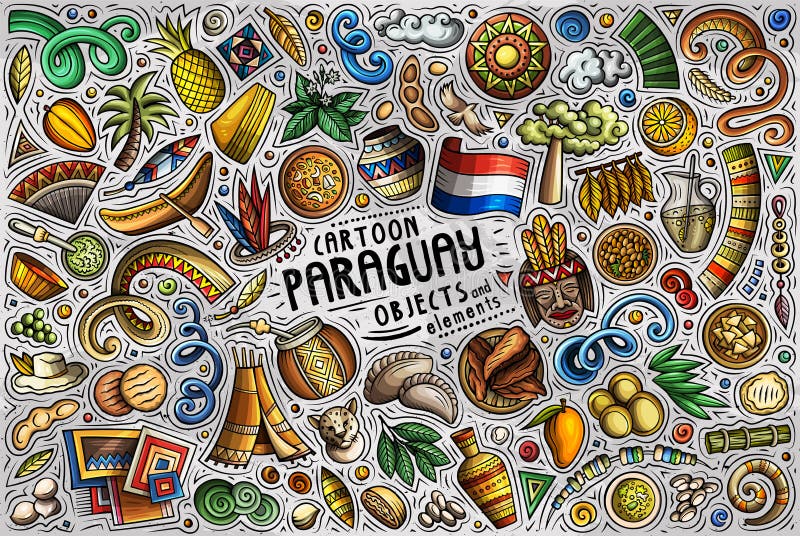 Set of Paraguay Traditional Symbols and Objects Stock Vector ...