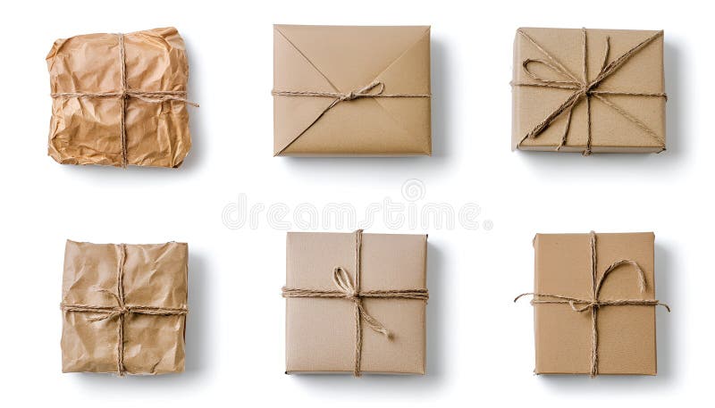 Set of Parcels with Different Packaging Symbols on White Background ...