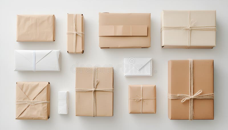 Set of Parcels with Different Packaging Symbols on White Background ...