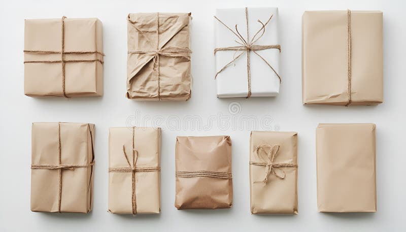 Set of Parcels with Different Packaging Symbols on White Background ...